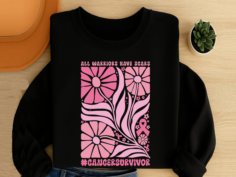 All Warriors Have Scars, Floral Breast Cancer SVG – Craft Lab SVG