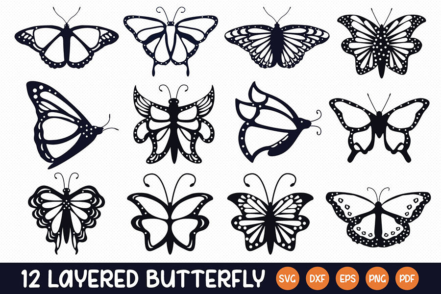 Layered Butterfly SVG Clipart Bundle – Craft Lab SVG