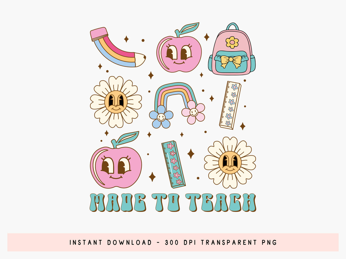 Made to Teach, Groovy Teacher Appreciation PNG – Craft Lab SVG