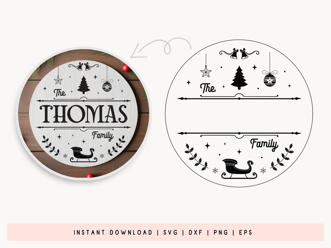Personalized Family Name Christmas Sign SVG Design – Craft Lab SVG