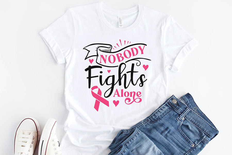 Nobody Fights Alone - Breast Cancer SVG – Craft Lab SVG