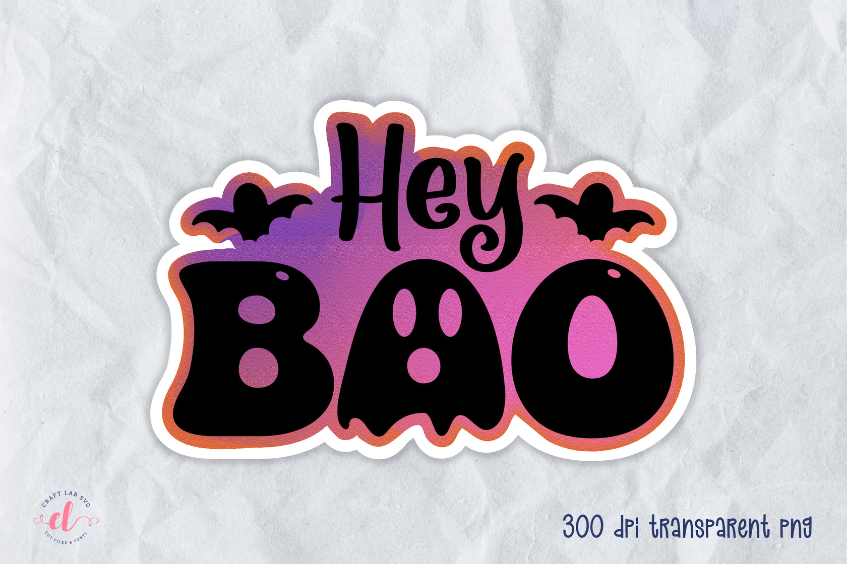 Hey Boo | Printable Halloween Sticker – Craft Lab SVG