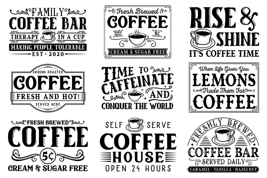 Vintage Coffee Sign SVG Bundle – Craft Lab SVG