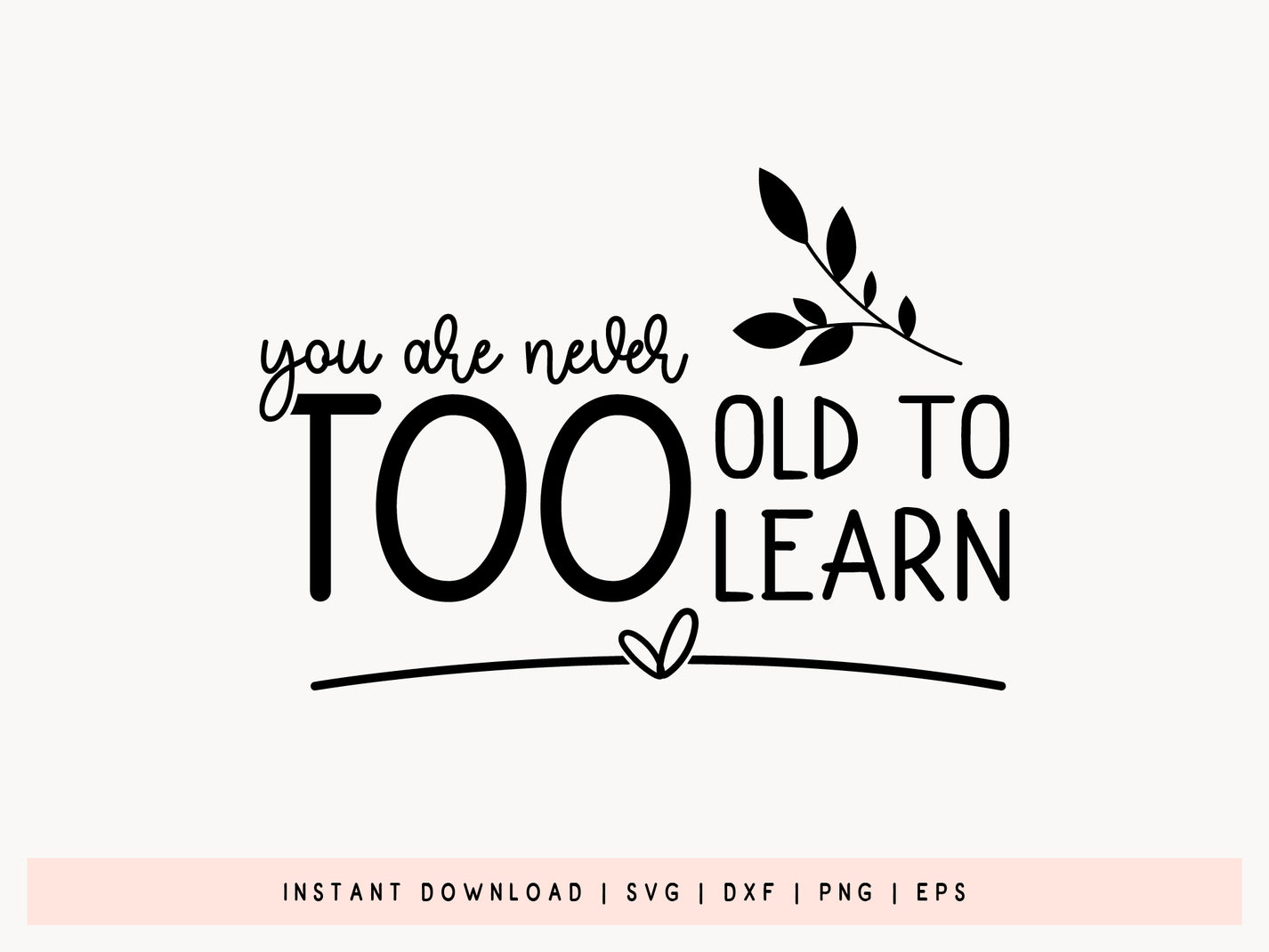 You're Never Too Old to Learn, Motivational SVG Graphic – Craft Lab SVG