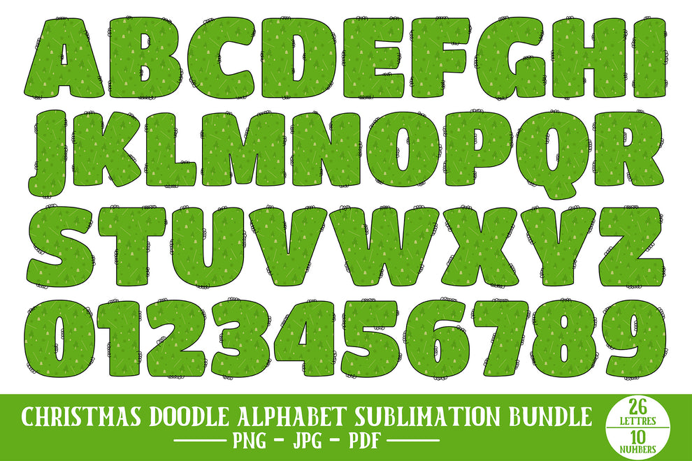 Christmas Doodle Alphabet PNG Bundle Vol.2 – Craft Lab SVG